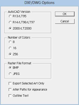 The Dxf Dwg Options Dialogg Screen Shows That There Is Only One File To Be Selected