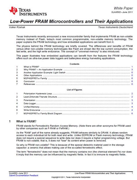 Low Power FRAM Microcontrollers And Their Applications Electronic Products