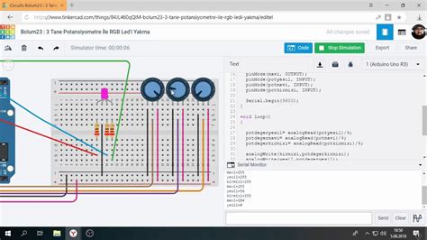 Tinkercad ile Arduino Bölüm 23 3 Tane Potansiyometre İle RGB Led i