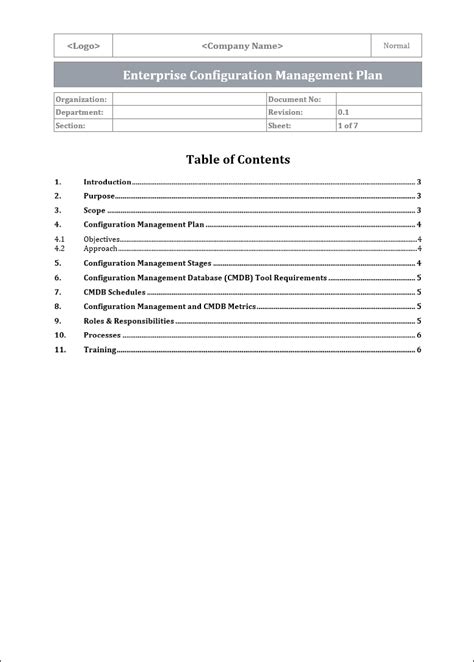 Configuration Management Plan Template It Governance Docs