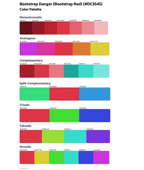 Bootstrap Danger Bootstrap Red Color Palettes
