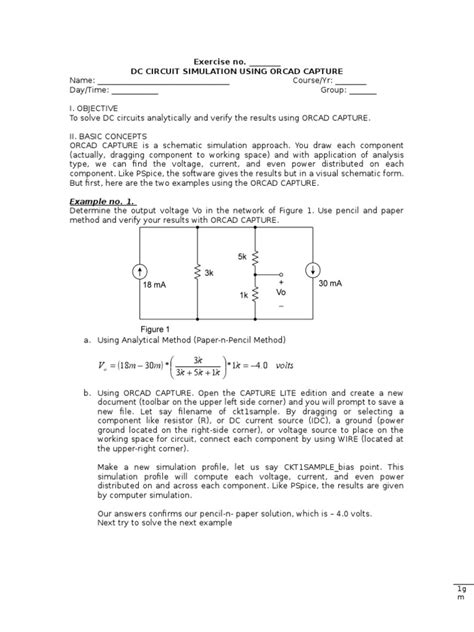 dc circuit simulation using orcad capture pdf electrical