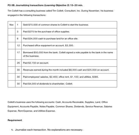 Solved P2 3b Journalizing Transactions Learning Objective
