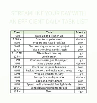 Streamlining Employee Daily Task Management With A Comprehensive Task List Excel Template And
