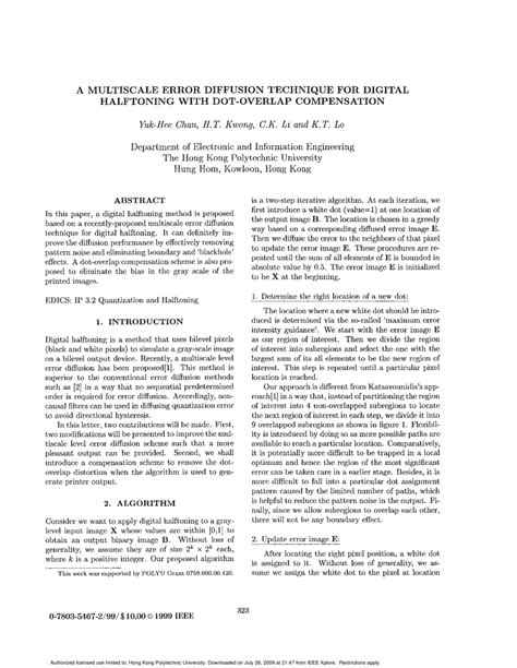 Pdf A Multiscale Error Diffusion Technique For Digital Halftoning With Dot Overlap Compensation