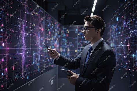 premium ai image a businessman harnessing ai big data digital neural