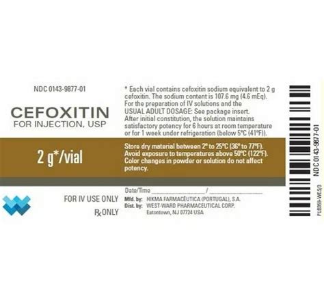 Hikma Allopathic Cefoxitin Sodium For Anti Infective And Common Disease Medicines Packaging