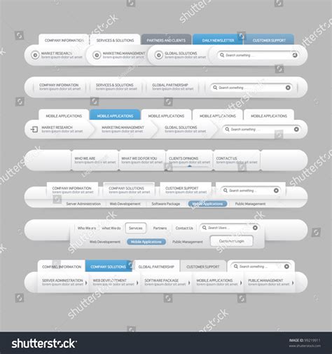 Web Site Design Menu Navigation Elements Stock Vector Royalty Free Shutterstock