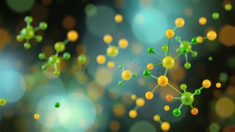 Molecular Structure Rendering With Spheres And Rods On Bokeh Background Stock Illustration