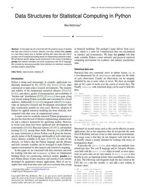 Data Structures For Statistical Computing In Python Pdf Ordinary