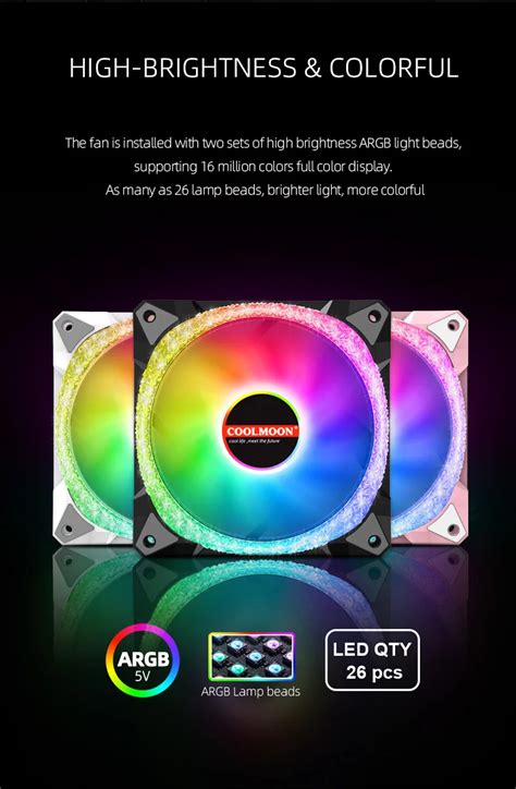 Coolmoon Desktop Gaming Pc Case Argb Cooler Fan Pwm Argb Sync 3pin 4pin Cpu Cooler Colorful
