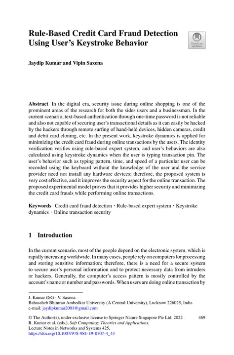 Pdf Rule Based Credit Card Fraud Detection Using Users Keystroke Behavior