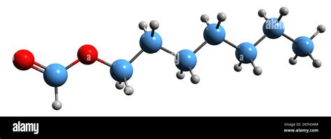 3d Image Of Heptyl Formate Skeletal Formula Molecular Chemical