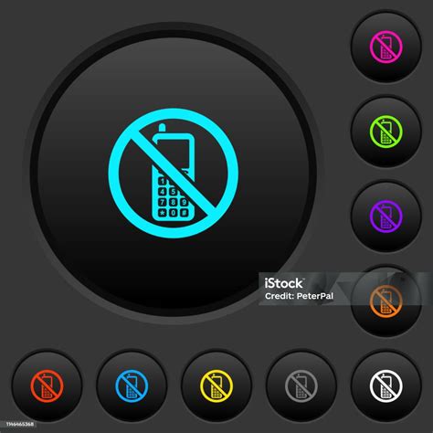 Cellphone Not Allowed Dark Push Buttons With Color Icons Stock