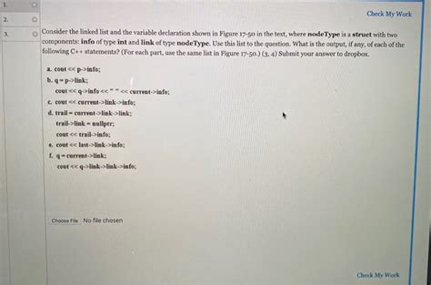 check my work consider the linked list and the