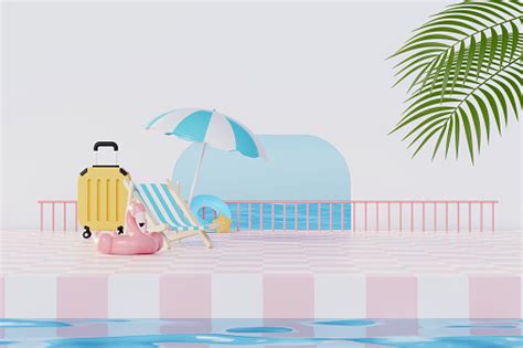 3d 렌더링 여름 방학 추상 제품 디스플레이 푸른 바다 바다 배경 개념의 최소한의 사실적인 디스플레이 연단 열대 여름 섬 우산 풍선 반지가 있는 화장품 생활필수품에 대한