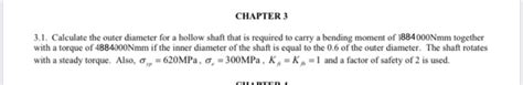Solved CHAPTER 3 3 1 Calculate The Outer Diameter For A Chegg Com