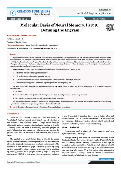 pdf molecular basis of neural memory part 9 defining the engram