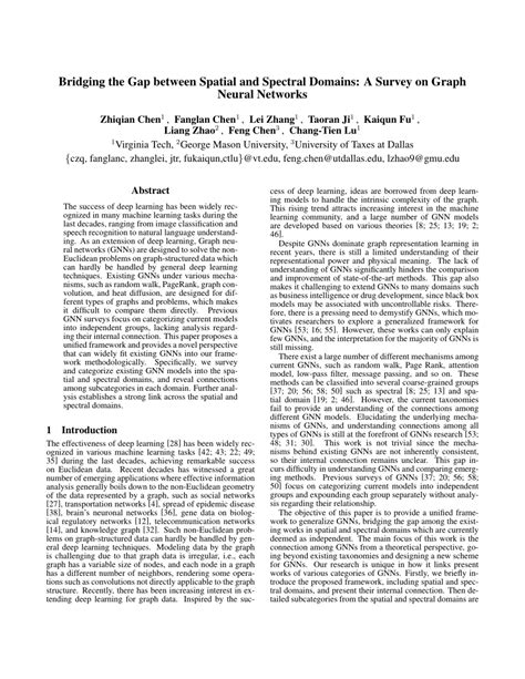 PDF Bridging The Gap Between Spatial And Spectral Domains A Survey On Graph Neural Networks