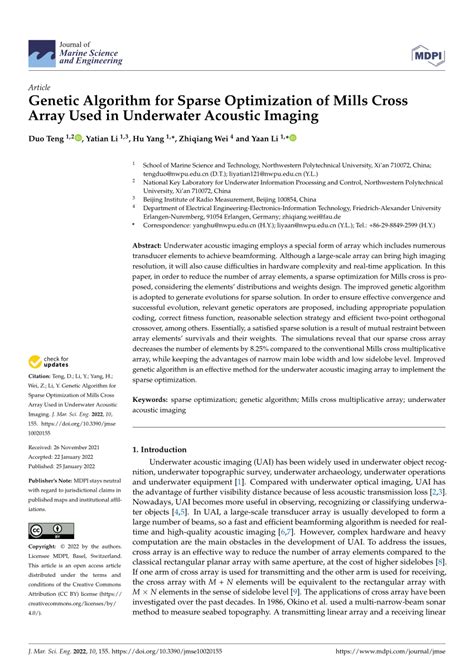 Pdf Genetic Algorithm For Sparse Optimization Of Mills Cross Array