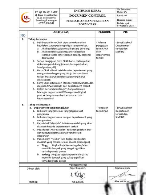 23 Ik Pengajuan And Pengisian Form Cpar Pdf