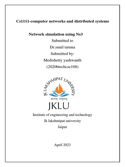 Cs1111 Computer Networks And Distributed Systems Pdf Network Congestion Computer Network