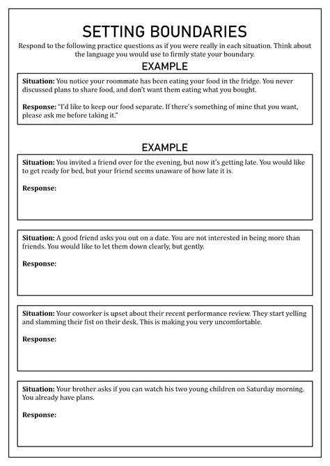 Printable Personal Boundaries Worksheet - Printable Calendar