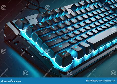 Futuristic Custom Pc Keyboard Concept With Glowing Blue Tones Neural Network Generated Art