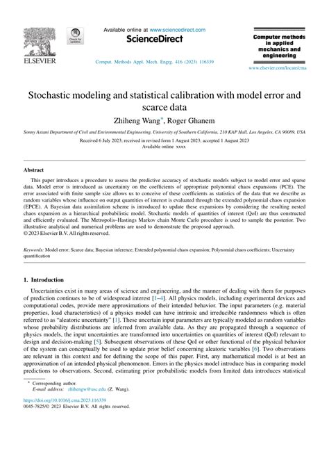 PDF Stochastic Modeling And Statistical Calibration With Model Error And Scarce Data