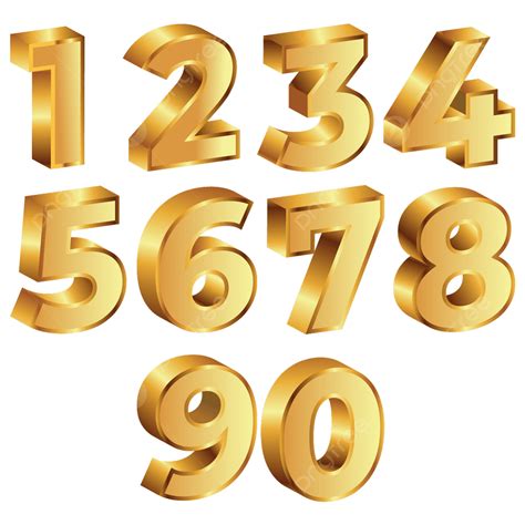 Number Set 3d Vector Golden Number Set 1 To 10 3d Number 3d Number
