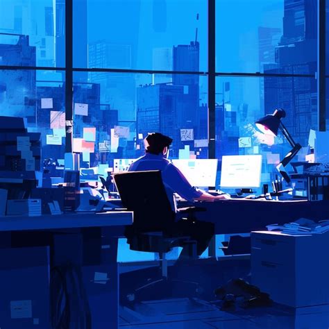 There Is A Man Sitting At A Desk With A Computer Generative Ai Premium Ai Generated Image