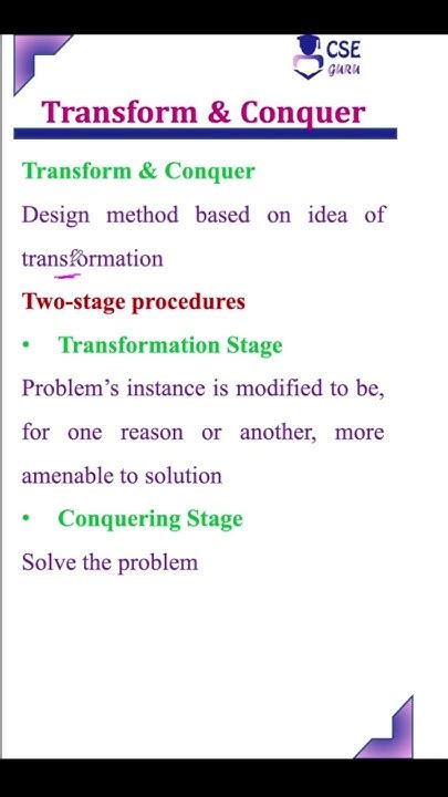 Transform And Conquer Technique Cseguru Csegurushorts Shortsyoutube