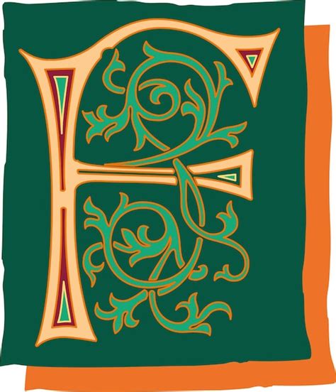 꽃 분기 알파벳 문자 F입니다 식물 르네상스 편지 팬시 모노그램 이니셜 프리미엄 벡터