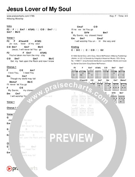 Jesus Lover Of My Soul Chords Pdf Hillsong Worship Praisecharts