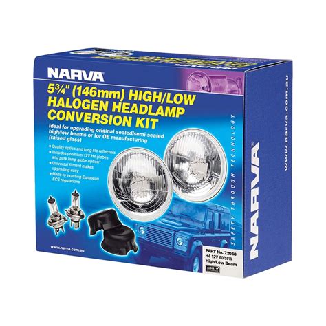 Narva Halogen Headlamp H4 Conversion Kit Raised Glass 5 3 4 High Low Beam Outback Equipment