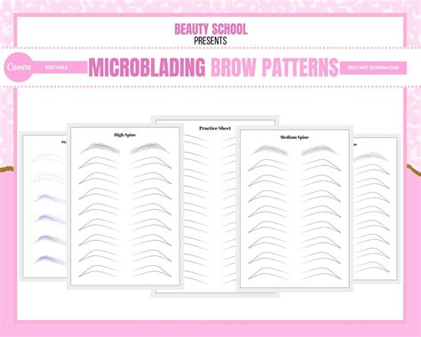 Microblading Brow Patterns Hair Strokes Practice Transition Patterns