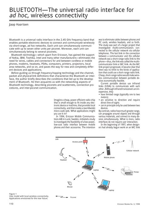 Pdf Bluetooth The Universal Radio Interface For Ad Hoc Wireless Connectivity
