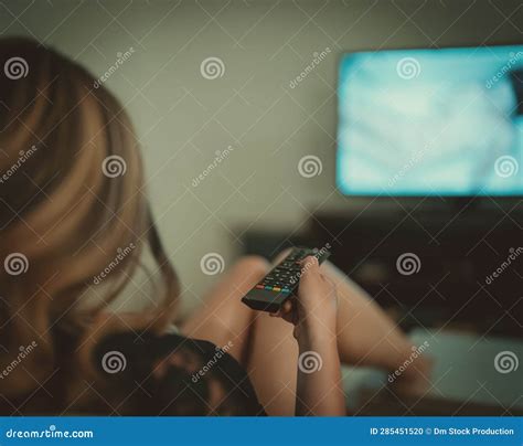 Woman Watching Erotic Film Stock Photo Image Of Digital