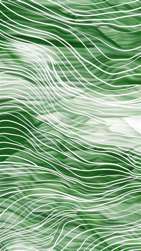 Abstract Green Fluid Background With Wavy Flowing Lines Creating A