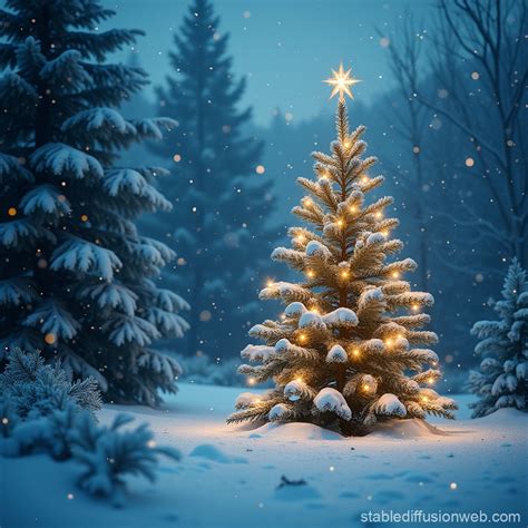 Winter Wonderland Scene with Christmas Tree | Stable Diffusion Online