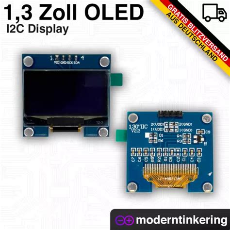13 Zoll Oled Arduino 128x64 Display Ssh1106 I2c Iic Twi Weiß Raspberry