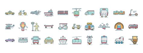 자전거 자동차 버스 기차 및 기타 도시 이동 차량을 포함한 다양한 대중 교통 아이콘 컬렉션 개념 기호에 대한 스톡 벡터 아트 및 기타 이미지 Istock