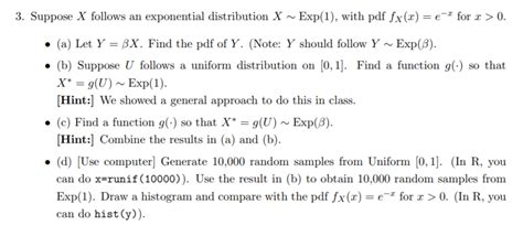 Solved 3 Suppose X Follows An Exponential Distribution X ~