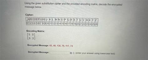Solved Using The Given Substitution Cipher And The Provided Chegg