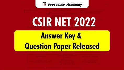 Csir Answer Key And Question Paper Released Youtube