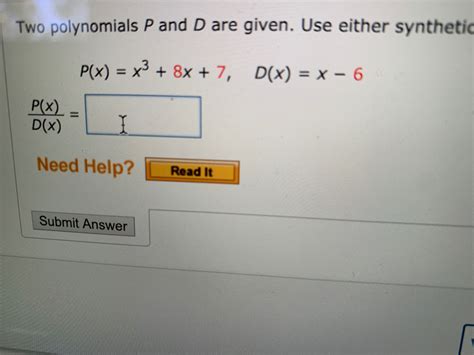 Answered Two Polynomials P And D Are Given Use Bartleby