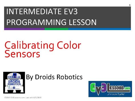 intermediate ev 3 programming lesson calibrating color sensors