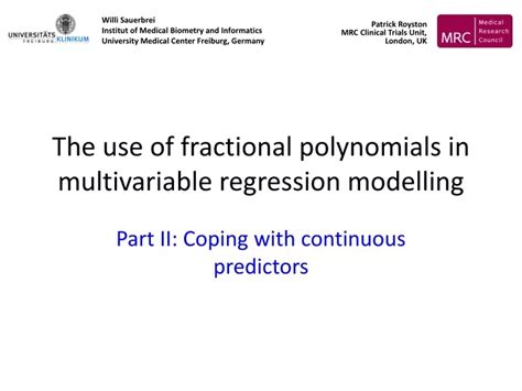 Ppt The Use Of Fractional Polynomials In Multivariable Regression