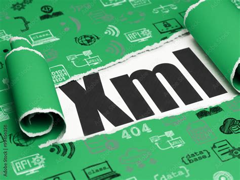 Programming Concept Black Text Xml Under The Piece Of Torn Paper Stock Illustration Adobe Stock