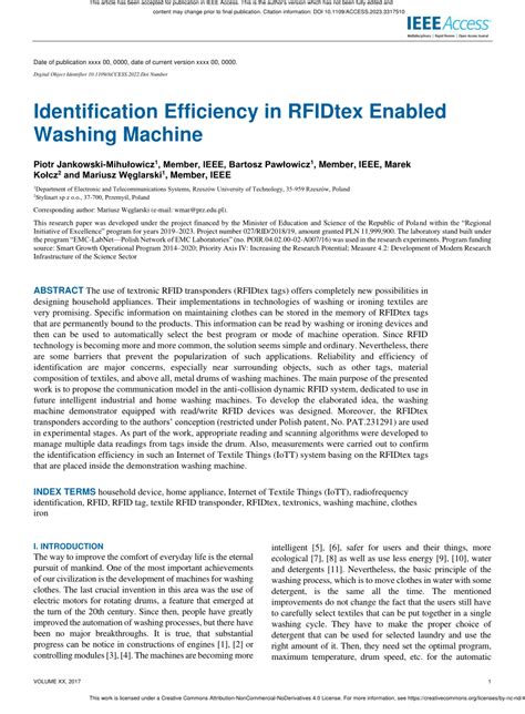 Pdf Identification Efficiency In Rfidtex Enabled Washing Machine